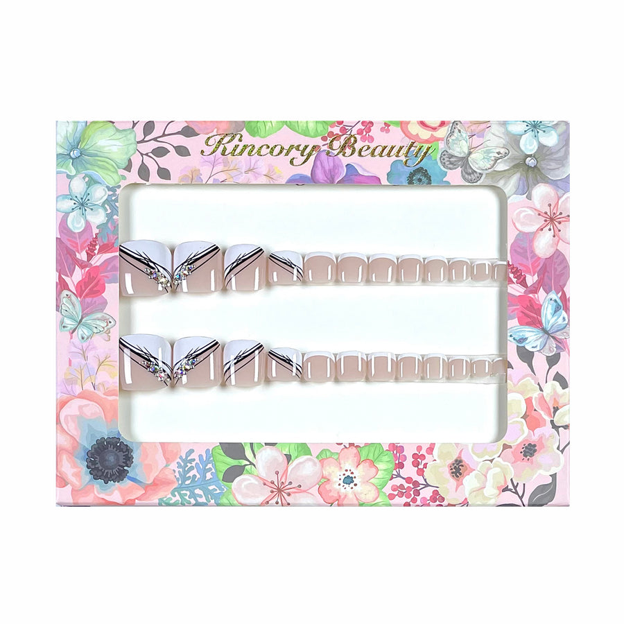 Machine Press on Nails 24Pcs Square Squoval TOE False Nails – kincorybeauty